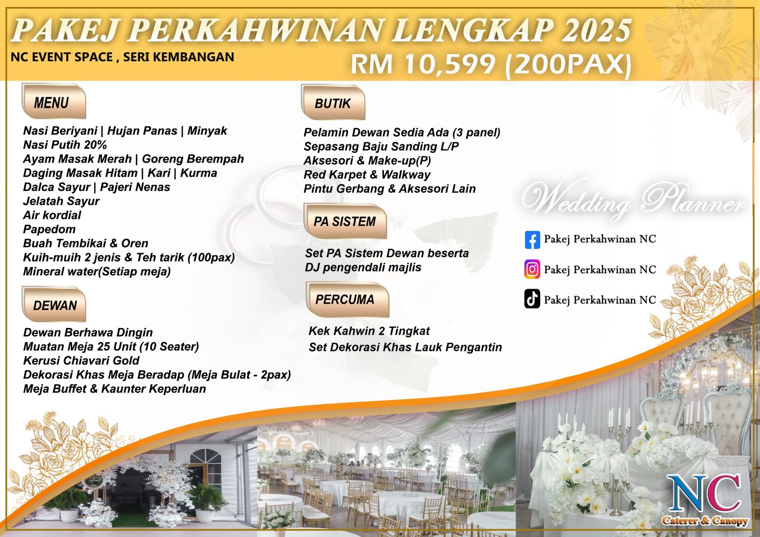 Pakej Perkahwinan bawah 10k | NC Caterer & Canopy
